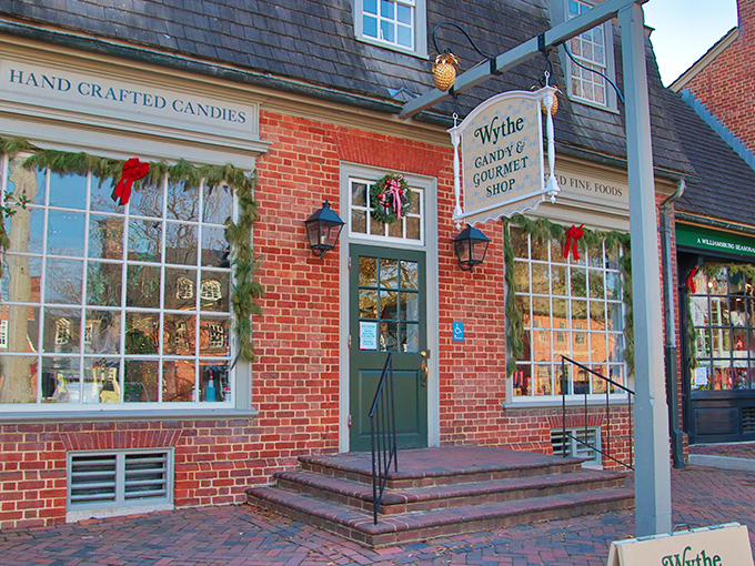 The colonial charm of Wythe Candy's brick exterior isn't just architectural eye candy—it's your first clue that sweetness transcending time awaits inside.