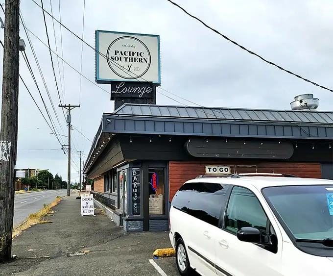 The unassuming exterior of Pacific Southern belies the culinary treasures within. Like finding a vintage Cadillac parked behind a modest garage door.