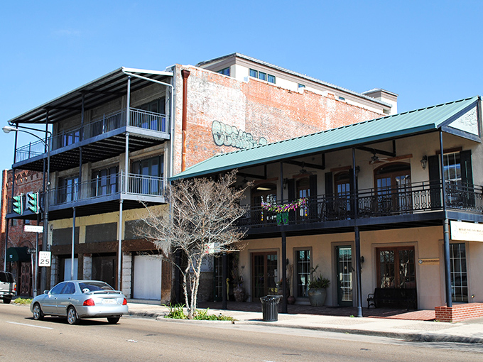 New Iberia's historic downtown looks like a movie set, but it's the real deal – brick facades and vintage charm included.