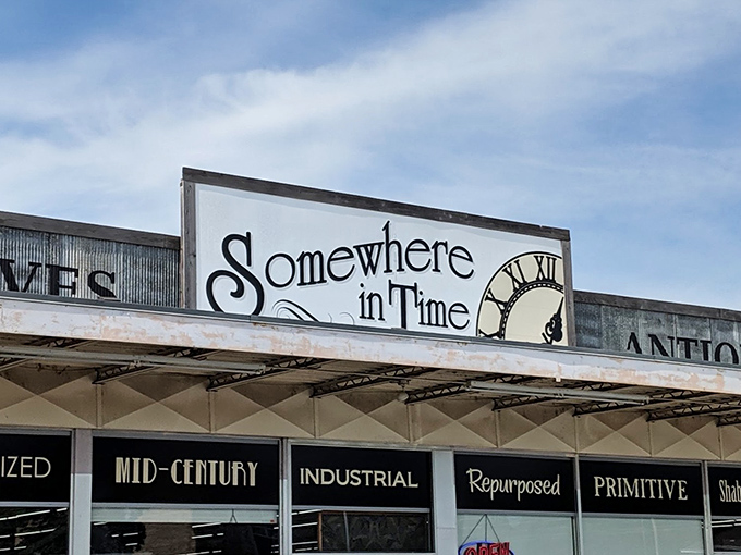 Under Arkansas blue skies, Somewhere In Time Antique Mall stands like a portal to the past, inviting treasure hunters with its unassuming charm.