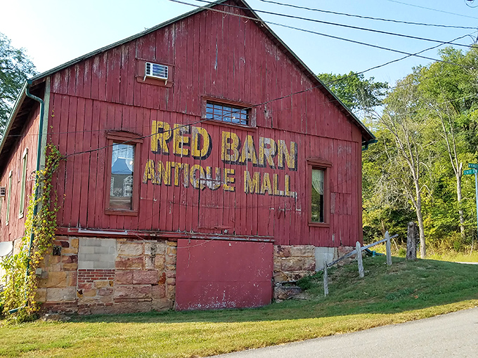 The iconic crimson exterior beckons like a siren song to treasure hunters. This isn't just a barn—it's a time portal disguised as architecture.