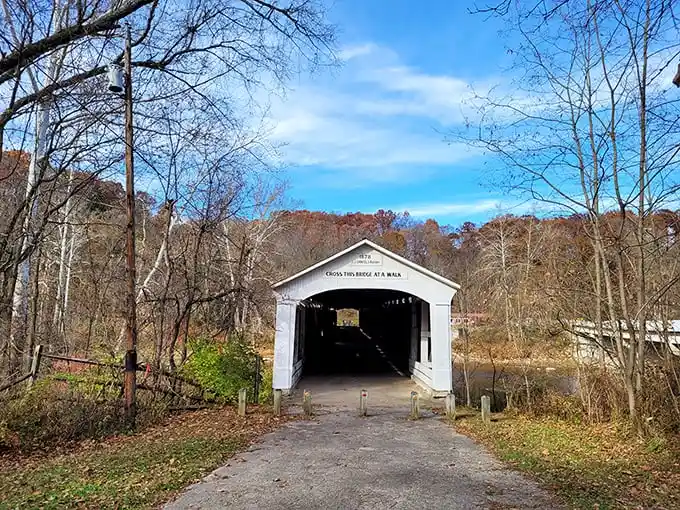 A classic Hoosier time portal! This weathered covered bridge stands like Indiana's answer to the wardrobe from Narnia—step through and leave modern worries behind.
