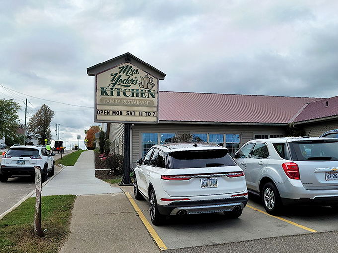 The unassuming exterior of Mrs. Yoder's Kitchen doesn't telegraph what awaits inside—a reminder that in Ohio's Amish Country, culinary treasures often hide in plain sight.