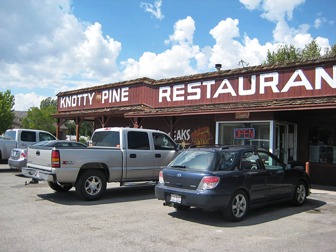 Where desert pilgrims and hungry locals converge like a scene from a Sam Shepard play—the Knotty Pine stands ready to satisfy.