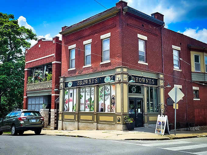 The historic brick façade of Browne's Irish Marketplace stands as a time capsule in Kansas City, where "oldest Irish business in America" isn't just a slogan—it's documented history.
