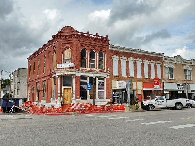 Historic brick buildings line Main Street in Council Grove, where the past isn't just preserved—it's still open for business.