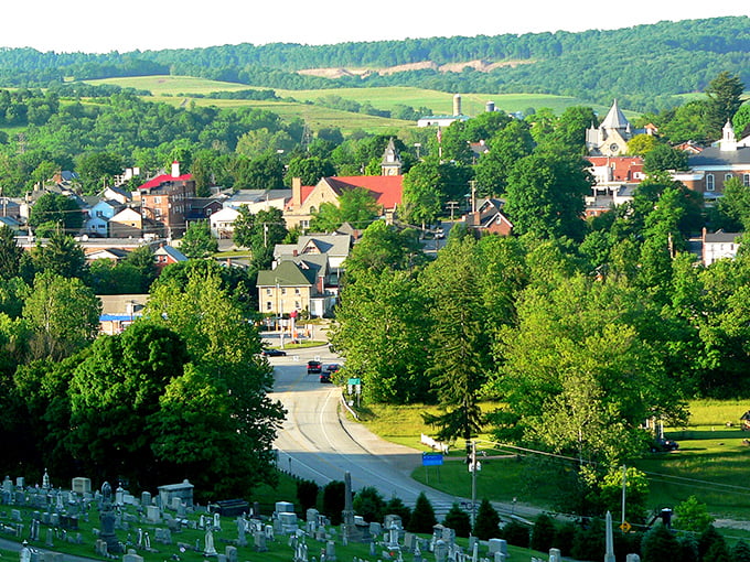 Ligonier's historic downtown welcomes visitors with its classic brick facades and charming storefronts—small-town America that somehow escaped the curse of franchise blandness.