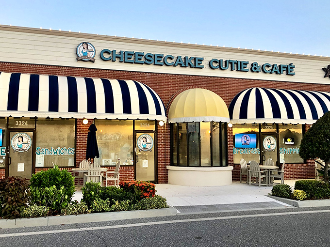 A rainbow over Cheesecake Cutie & Café isn't divine intervention—it's just good taste pointing the way to Holmes Beach's sweetest destination.