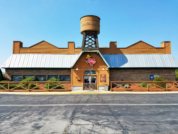 That iconic water tower isn't just for show—it's Texas Corral's way of saying "howdy" before you even park your car.