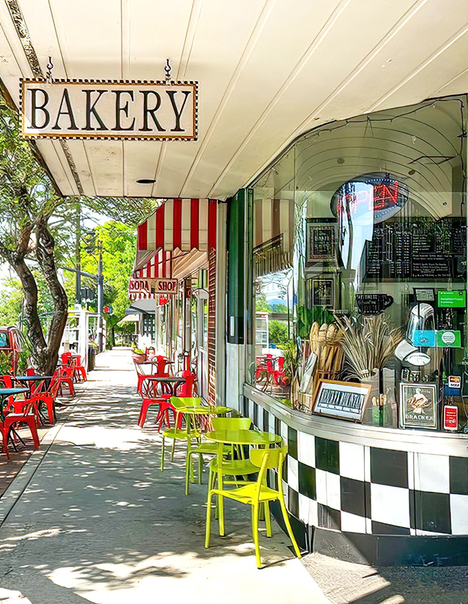 The cheerful yellow chairs outside Bracken Mountain Bakery invite passersby to sit and savor life's simple pleasures one pastry at a time. 