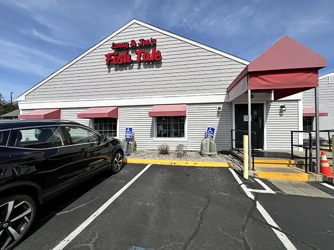 The classic white clapboard exterior of Lenny & Joe's stands like a beacon for seafood lovers—New England architecture that practically whispers "fresh catch inside."