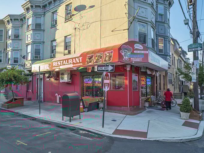 That hot pink corner building isn't just eye-catching—it's a beacon of culinary authenticity in South Philly. The best treasures never need fancy signage.