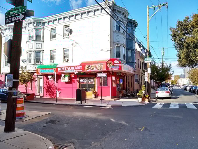 That hot pink corner building isn't just eye-catching—it's a beacon of culinary authenticity in South Philly. The best treasures never need fancy signage.