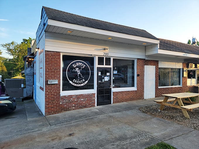The unassuming exterior of Slappy's Chicken might fool you, but culinary miracles happen behind that modest brick façade. 