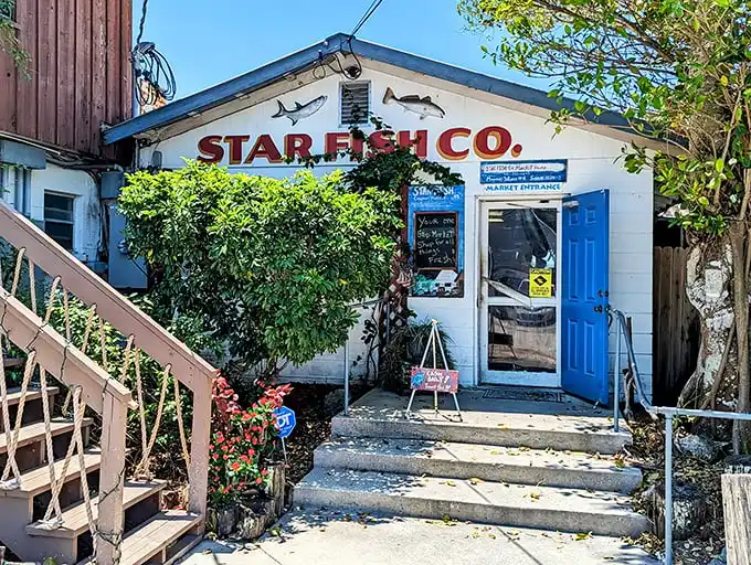 The unassuming entrance to seafood paradise. No fancy signage needed when the fish speaks for itself.