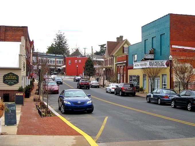 Union Street's historic charm unfolds like a storybook, where brick buildings and leafy trees create the perfect small-town tableau.