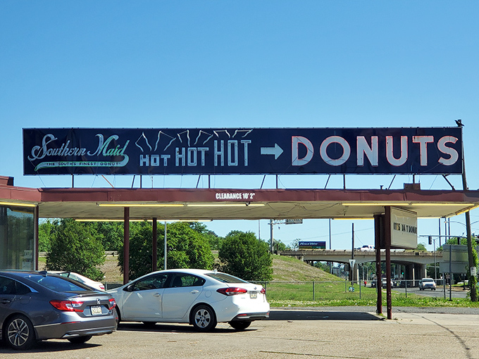 The shrine to fried dough delights stands proudly on Hearne Avenue, beckoning hungry pilgrims with promises of sugary salvation.