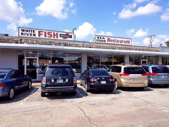 The unassuming exterior of White River Fish Market belies the seafood treasures within – proof that in Oklahoma, you shouldn't judge a fish by its cover.