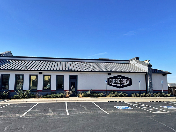 Those twin red smokestacks aren't just for show—they're the barbecue equivalent of Batman's signal, calling hungry Oklahomans to smoky salvation.