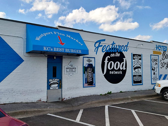 The humble white exterior with bold "Food Network" credentials is Kansas City's version of a treasure map – X marks the burger spot. 
