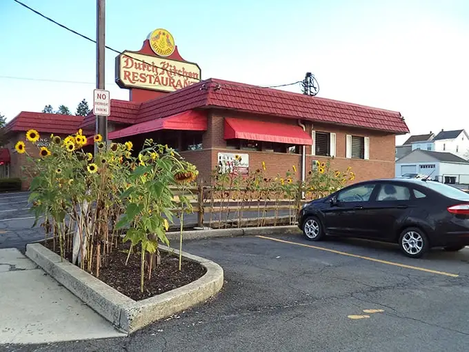 The iconic red roof and Pennsylvania Dutch hex sign welcome you like an old friend. This isn't just a restaurant—it's a roadside landmark worth the detour.