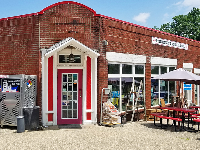 The unassuming brick exterior of Stephenson's General Store hides culinary treasures better than any fancy bistro. Red picnic tables invite you to savor your finds outdoors.