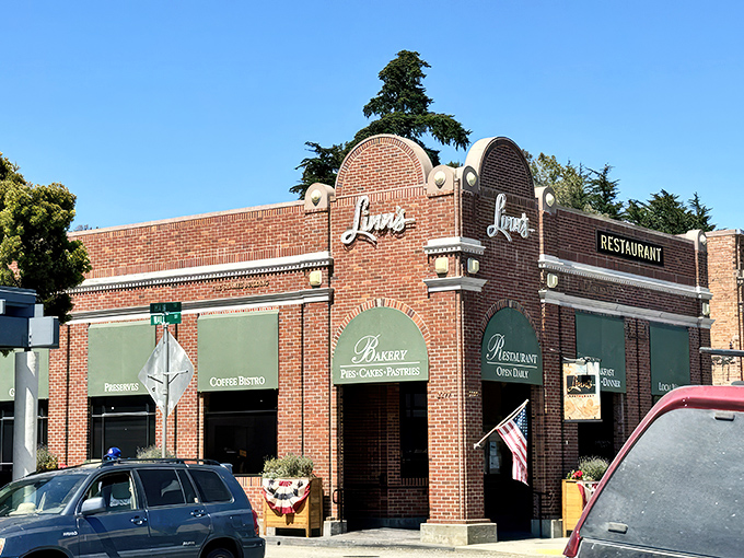 The brick façade of Linn's stands proudly in Cambria like a temple to comfort food, complete with patriotic bunting and promises of pastry perfection.