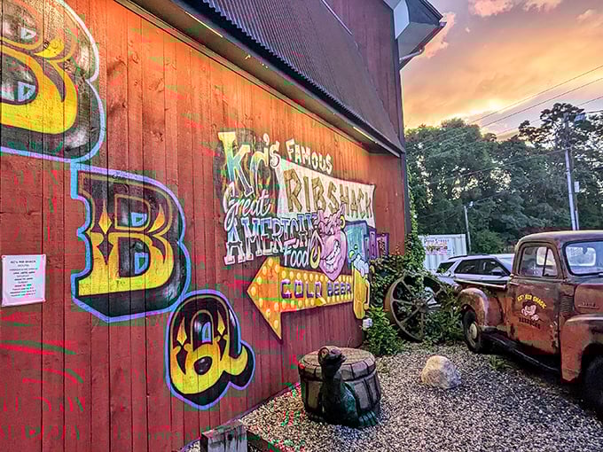 The barn-red exterior of KC's isn't just a building—it's a beacon of hope for the barbecue-deprived souls of New Hampshire.