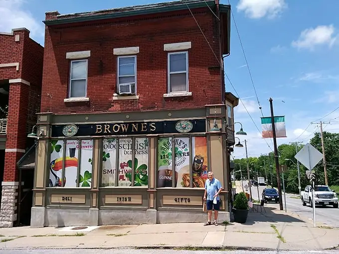 The historic brick façade of Browne's Irish Marketplace stands as a time capsule in Kansas City, where "oldest Irish business in America" isn't just a slogan—it's documented history.