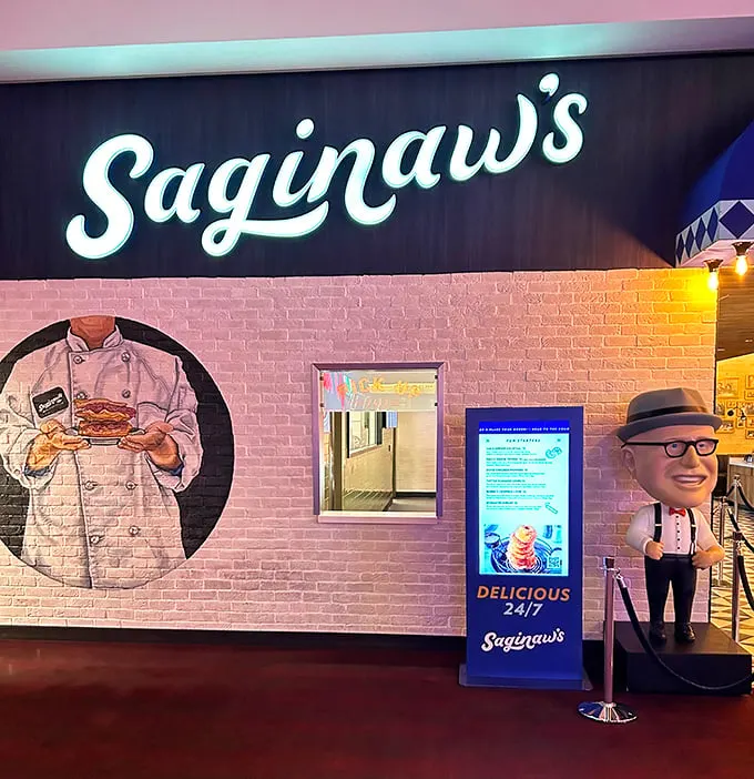 The entrance to sandwich nirvana features the classic blue and white floor pattern—a universal language that screams "serious deli business ahead."