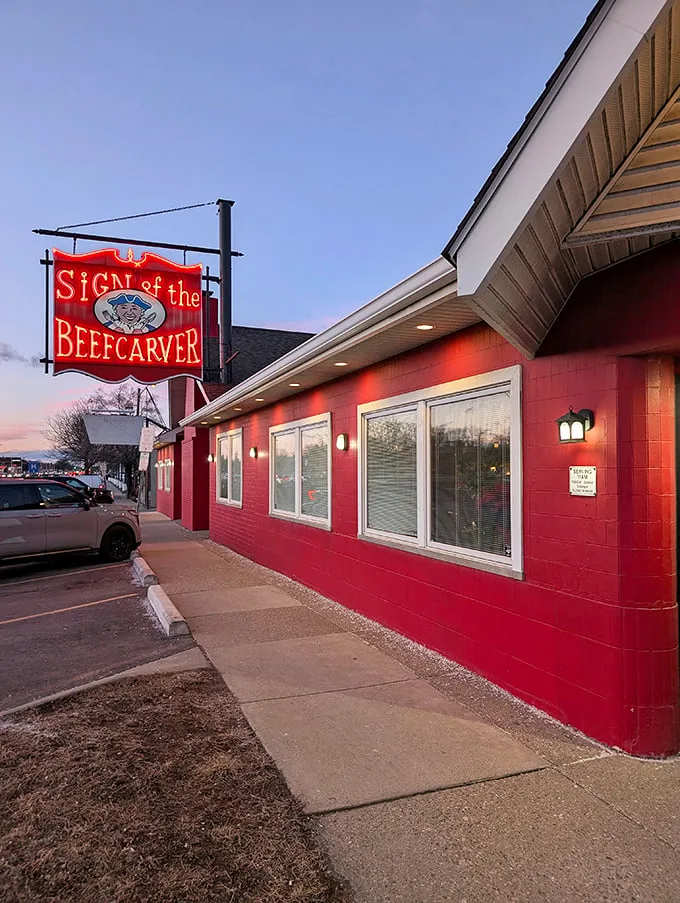 The warm wooden beams and rustic brick walls of Beefcarver aren't trying to impress Instagram—they're too busy making you feel instantly at home.