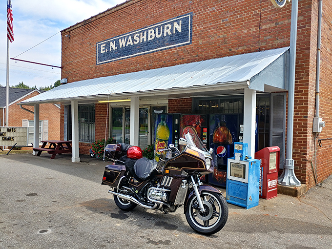The iconic brick façade of E.N. Washburn's has stood sentinel since 1831, a time capsule of Americana waiting behind those welcoming doors. 