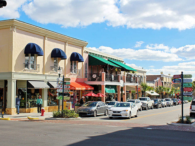 Mount Dora's downtown strip looks like it was designed by someone who actually likes people—colorful buildings, palm trees, and not a chain store in sight.