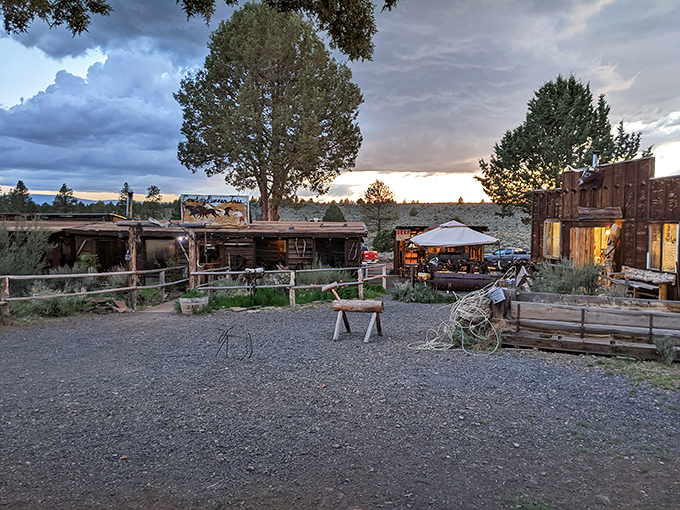 The ultimate destination dining experience sits unassumingly in Oregon's high desert, where the rustic exterior promises authentic Western hospitality inside.