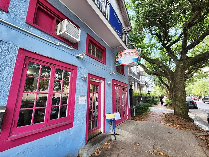 The baby-blue building with hot pink trim isn't playing it safe, just like the breakfast magic happening inside Surrey's Café.