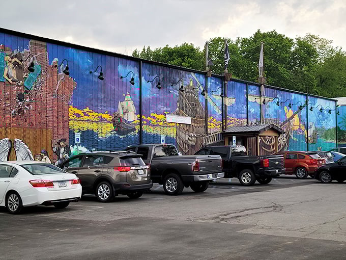 The pirate ship facade isn't just eye-catching—it's a promise of adventure that Big Hoffa's delivers on with every smoky, delicious bite.