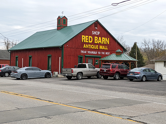 The weathered crimson exterior beckons like an old friend with stories to tell. "Treat yourself to this!" isn't just a suggestion—it's practically a command.