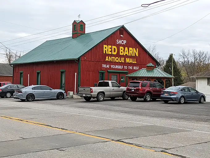 The weathered crimson exterior beckons like an old friend with stories to tell. "Treat yourself to this!" isn't just a suggestion—it's practically a command.