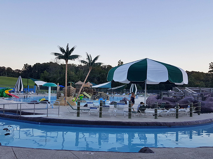 The tropical paradise of Signal Bay beckons with its shallow waters and playful structures—proof that Virginia can do "island getaway" without the airfare.