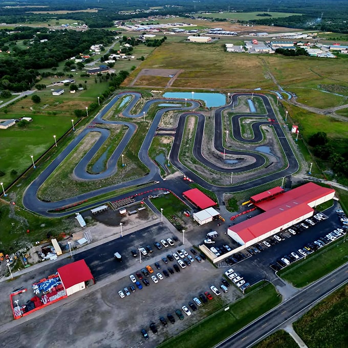 From above, the track resembles a giant asphalt fingerprint pressed into the Texas landscape—a playground where speed demons find their happy place.
