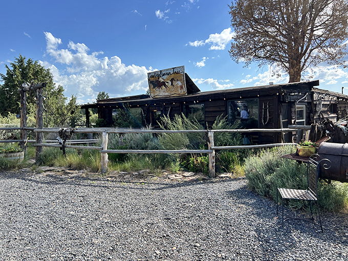 The kind of place where John Wayne might still stroll up for dinner. This unassuming exterior houses culinary treasures that defy its humble appearance.