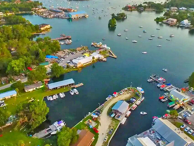 Crystal River's downtown charms with its colorful storefronts and small-town appeal. Old Florida architecture meets modern businesses in this walkable hub of local commerce.