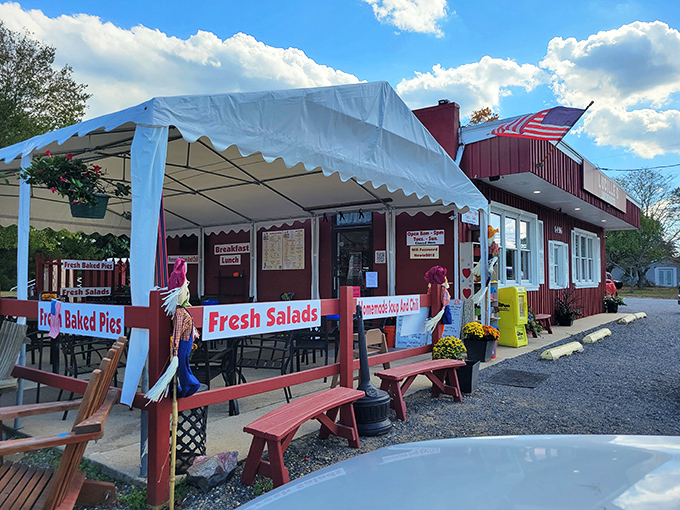 The red barn-like exterior of Lucille's isn't trying to impress anyone, which is exactly why it impresses everyone. Classic Americana at its finest.