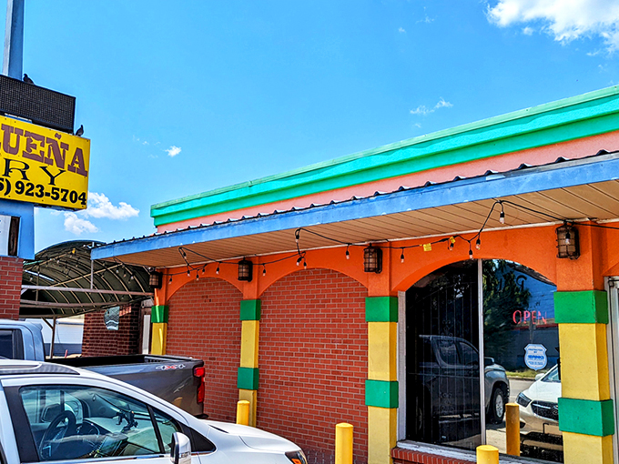 The unassuming exterior of La Oaxaquena might not scream "culinary destination," but those trucks in the parking lot tell the real story—locals know where the good stuff is.