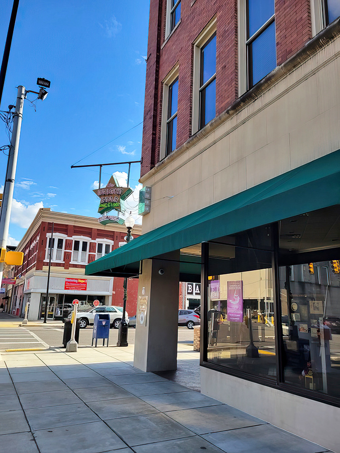 The iconic star-shaped neon sign glows like a beacon for hungry travelers. This isn't just a restaurant—it's a Bessemer landmark that's been calling folks home since 1907.