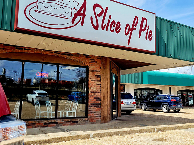 The unassuming storefront might not look like much, but behind that modest green facade lies a treasure trove of pie perfection waiting to be discovered. 