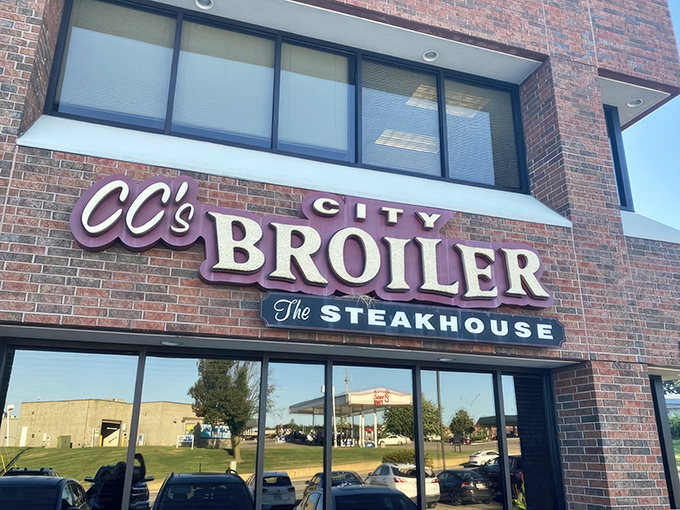 CC's City Broiler's brick exterior glows with promise after dark, its neon sign beckoning serious steak lovers like a carnivorous lighthouse. 