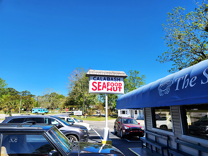The modest blue awning and straightforward sign announce your arrival to seafood paradise. No fancy frills needed when the food speaks this loudly.