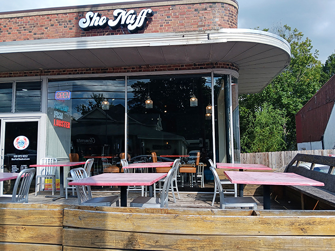 The unassuming brick exterior of Sho Nuff Seafood with its wooden deck might not scream "culinary destination," but locals know better. 