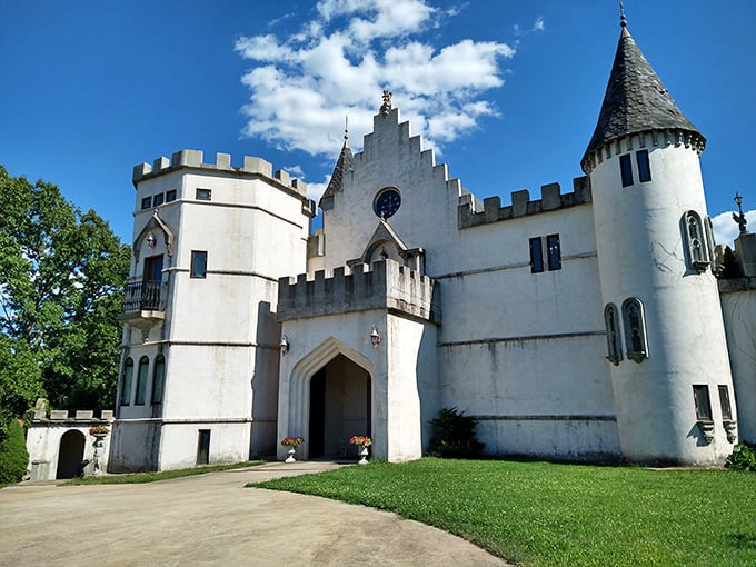 The grand entrance to this Missouri castle makes you feel like you've accidentally wandered into a European fairy tale—no passport required.